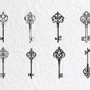 Keys Silhouette SVG Bundle: Ornate Key Clipart (SVG, PNG) - Etsy