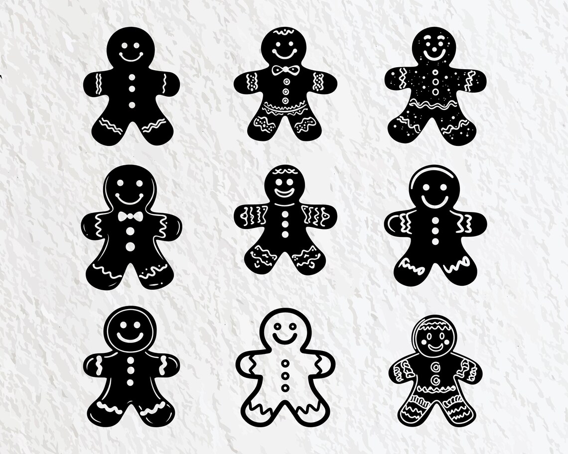 Gingerbread SVG Bundle: Clipart, Silhouette, Outline (PNG, Vector) - Etsy