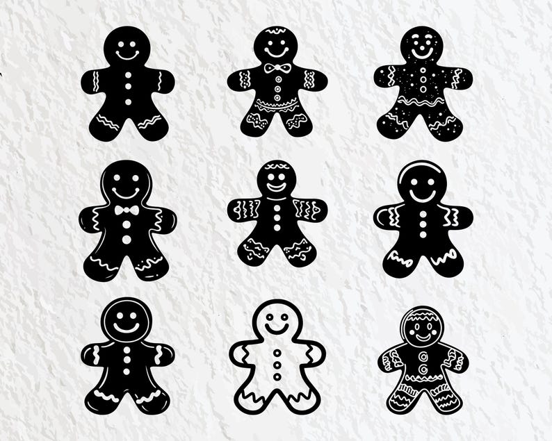 Gingerbread Svg Bundle, Gingerbread Silhouette, Gingerbread Clipart Png ...
