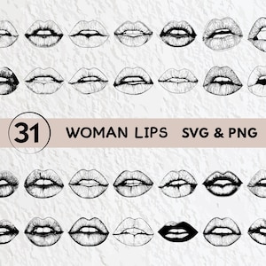 Woman Lips SVG Bundle: Silhouette Clipart, Logo Icon (digital Download ...