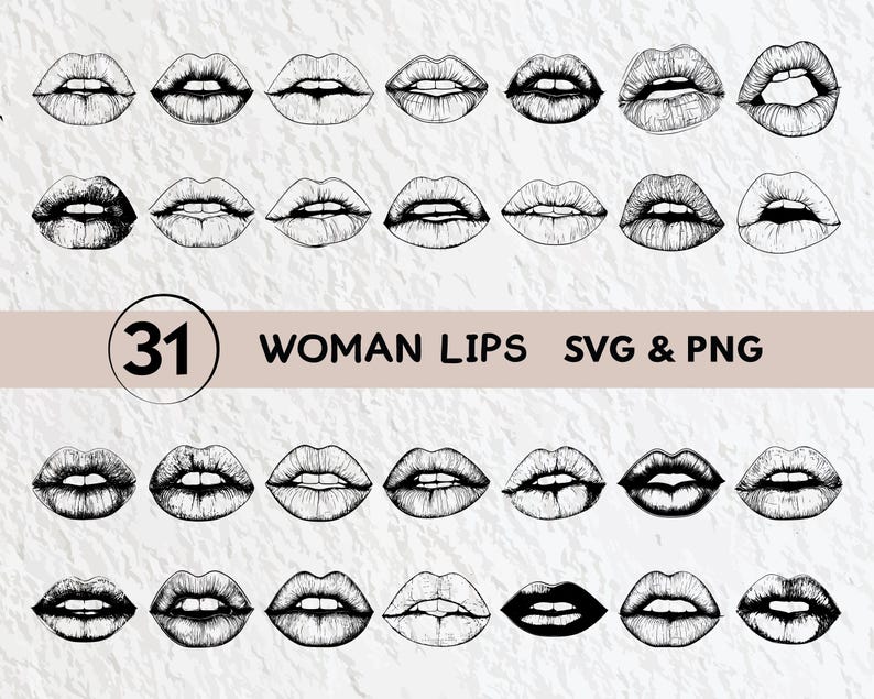Woman Lips SVG Bundle: Silhouette Clipart, Logo Icon (digital Download ...