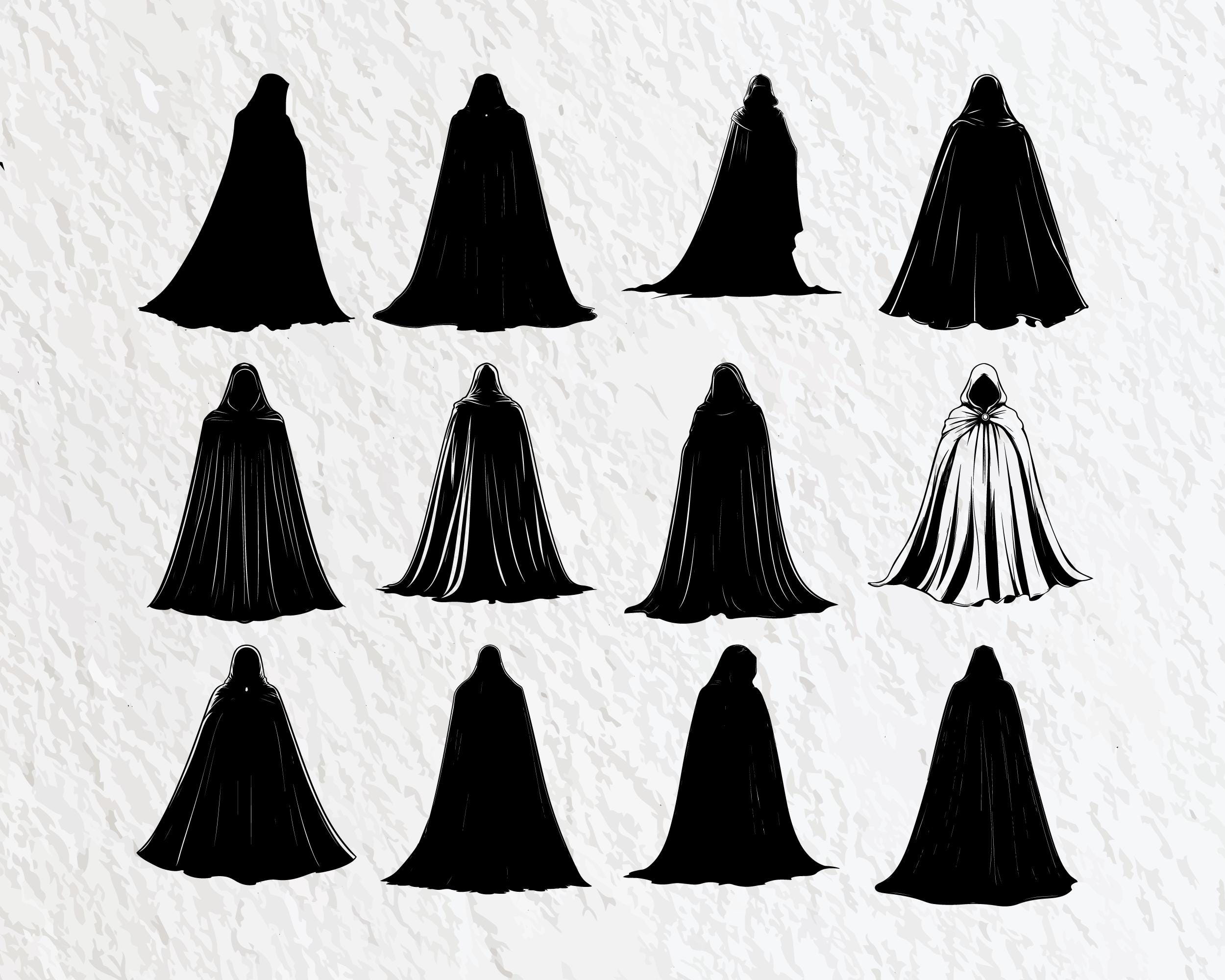 Cloak Svg Bundle, Cloak Silhouette, Cloak Clipart Png, Cloak Outline ...