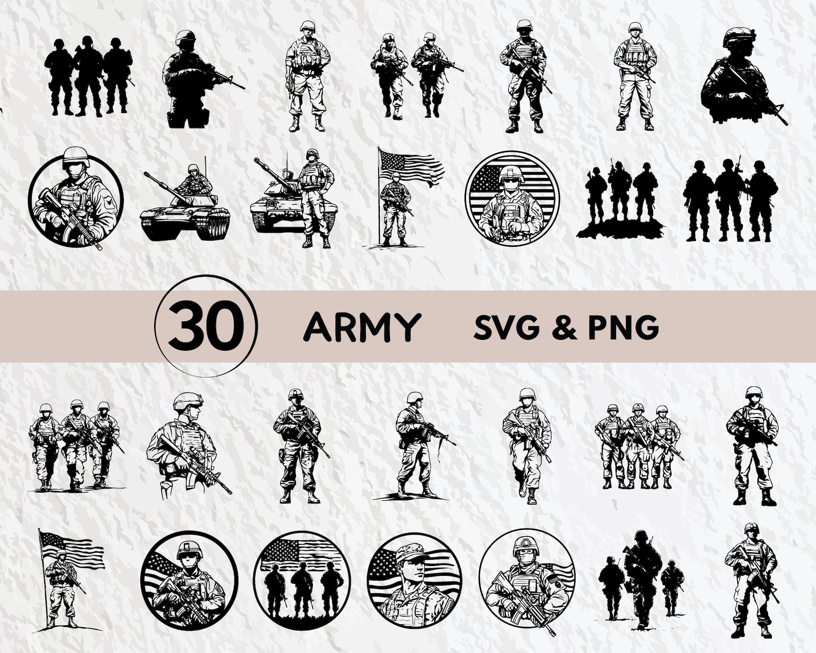Army Svg Bundle, Army Silhouette, Army Clipart Png, Army Outline, Army ...