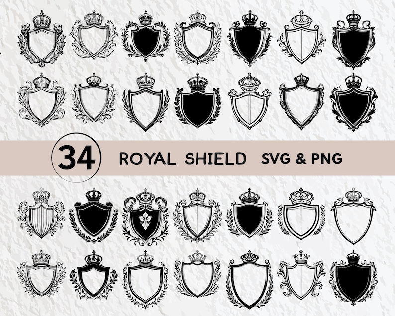 Royal Shield Svg Bundle, Royal Shield Silhouette, Royal Shield Clipart ...