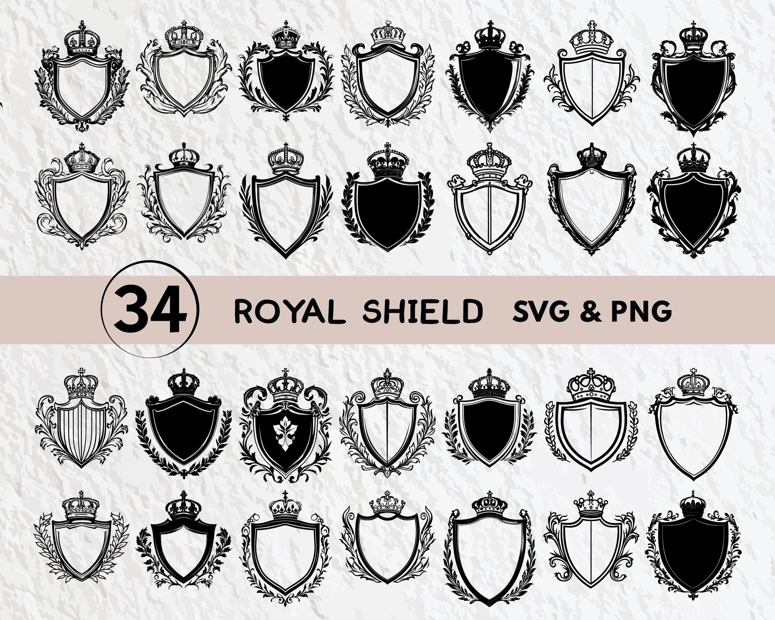 Royal Shield Svg Bundle, Royal Shield Silhouette, Royal Shield Clipart ...