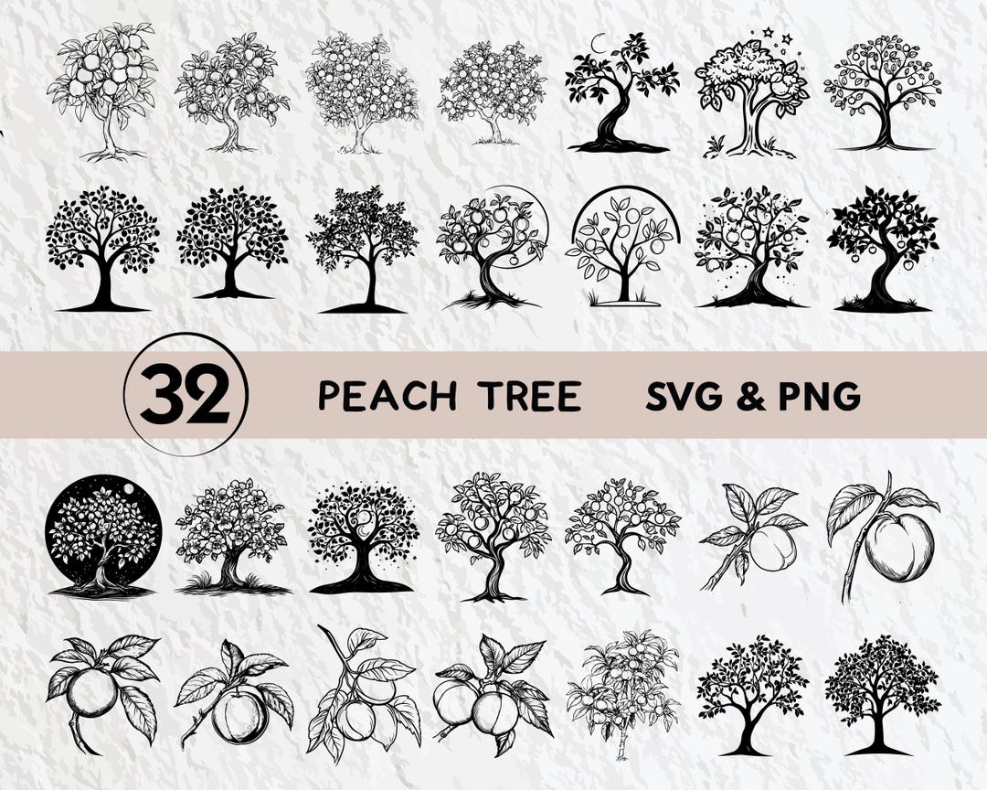 Peach Tree Svg Bundle, Peach Tree Silhouette, Peach Tree Clipart Png ...