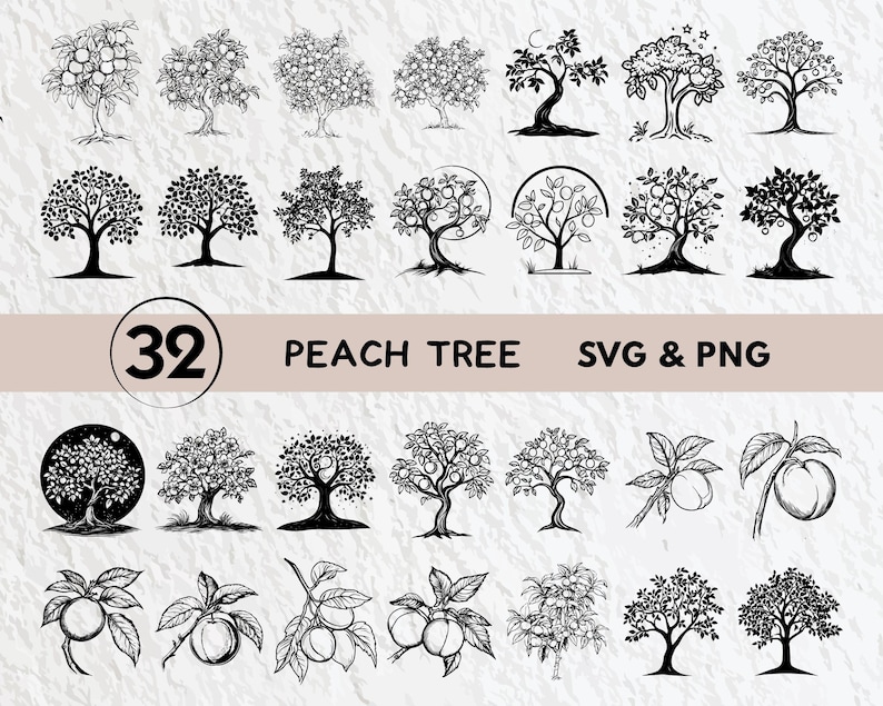 Peach Tree Svg Bundle, Peach Tree Silhouette, Peach Tree Clipart Png ...