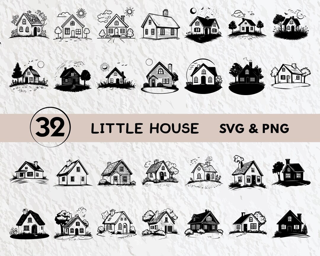 Little House SVG Bundle: Silhouette Clipart, Logo Icon (PNG, Vector) - Etsy