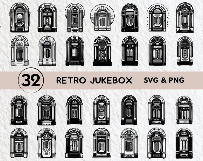 Vintage Jukebox Clipart Vector Graphic Svg Png Jpg Eps Retro Music T ...