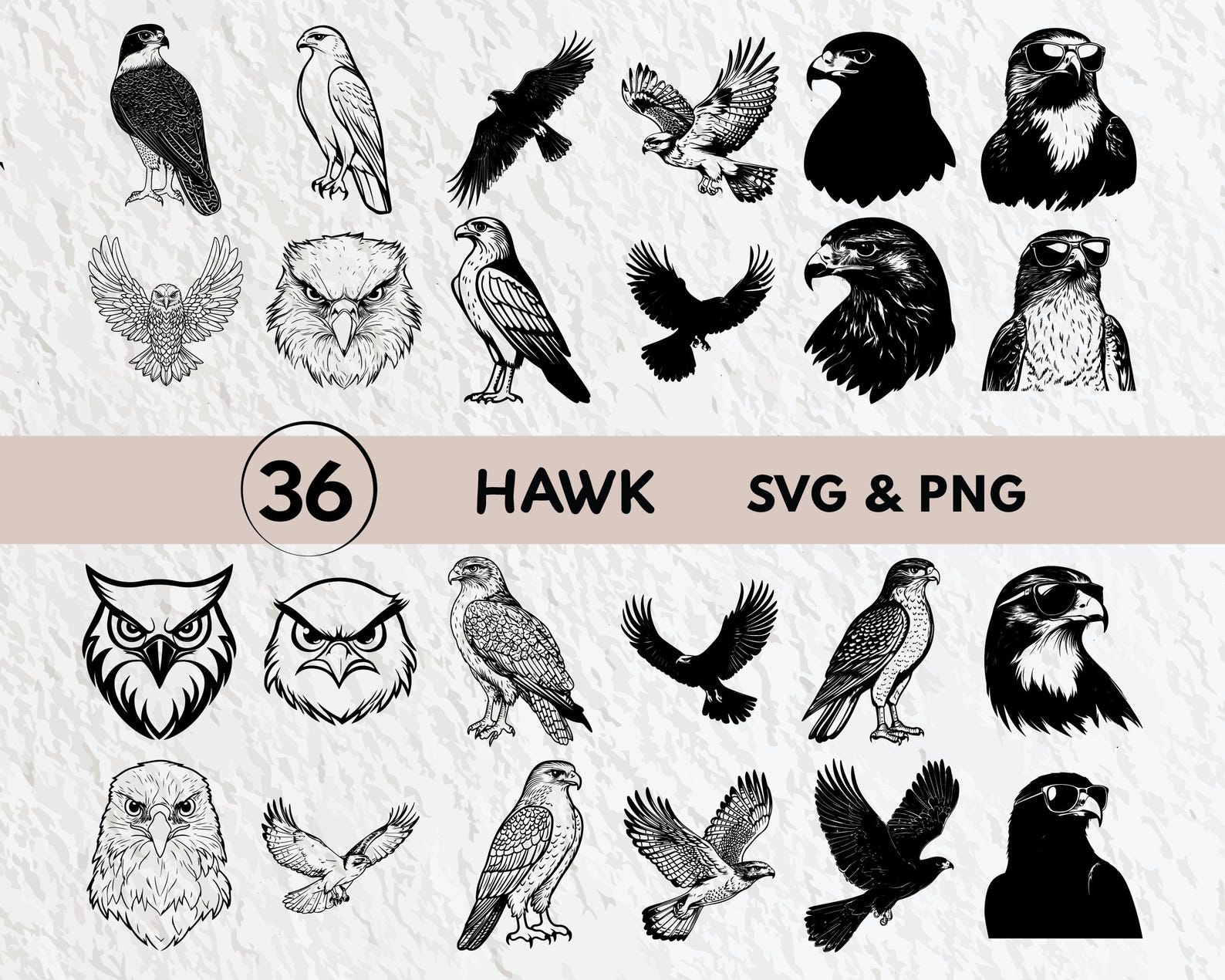 Hawk Svg Bundle, Hawk Silhouette, Hawk Clipart Png, Hawk Outline, Hawk ...