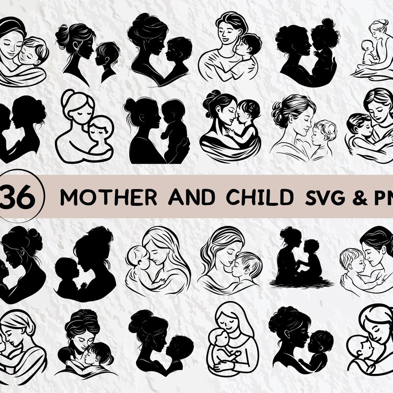 Mother and Child Svg - Etsy