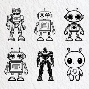 Robots SVG Bundle: Silhouette Clipart, Vector Logo (PNG, Cricut Files) - Etsy