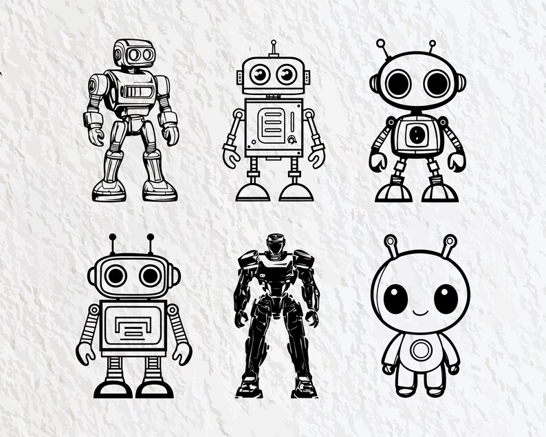 Robots SVG Bundle: Silhouette Clipart, Vector Logo (PNG, Cricut Files ...