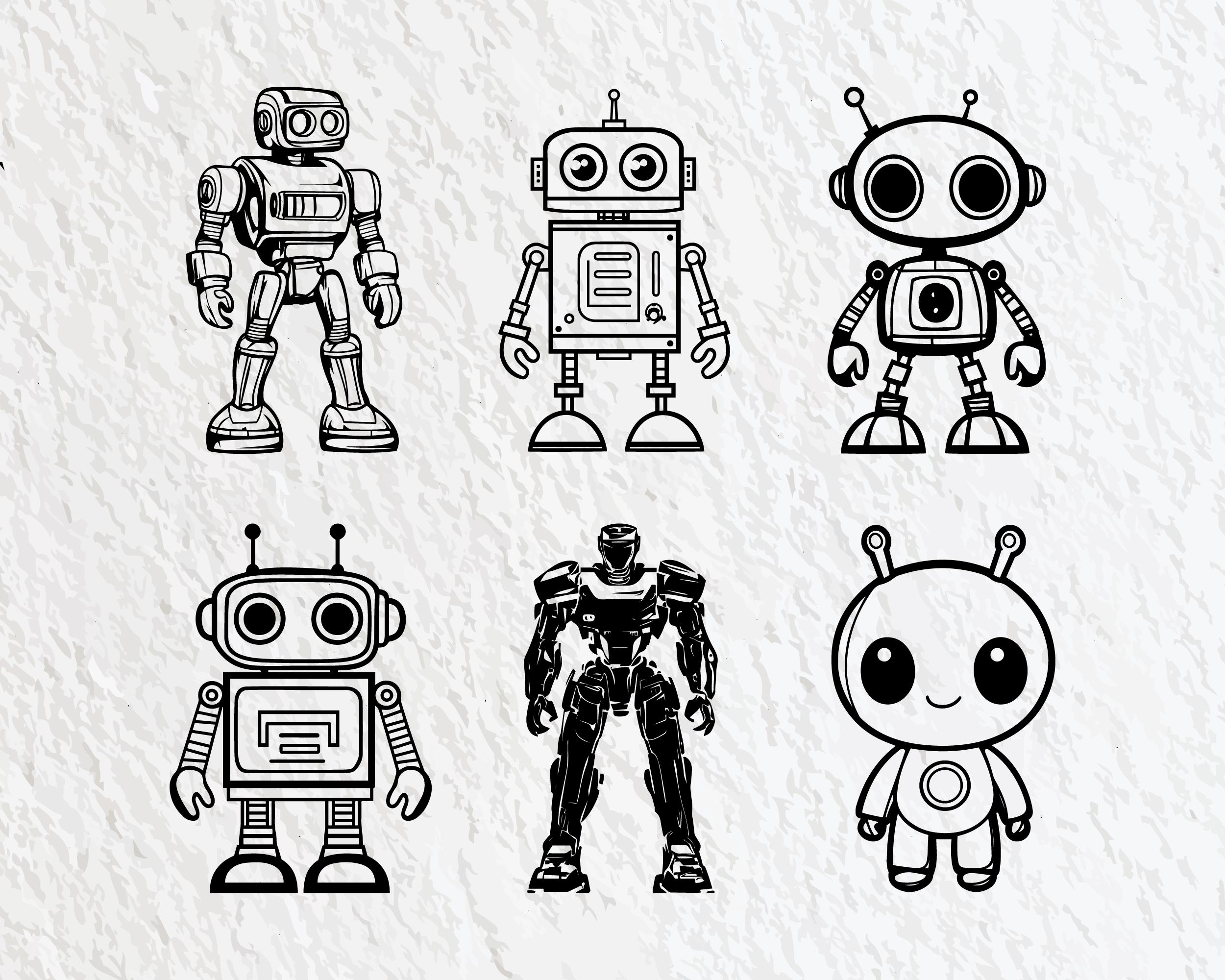 Robots SVG Bundle: Silhouette Clipart, Vector Logo (PNG, Cricut Files ...