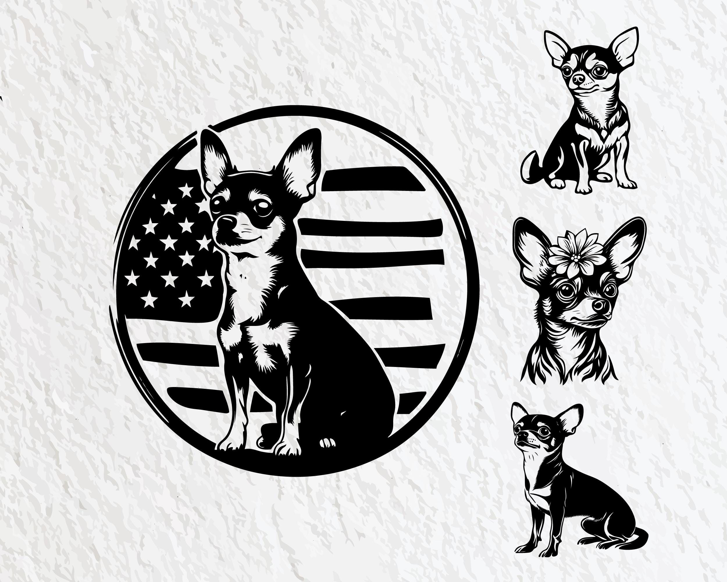 Chihuahua Dog Silhouette Bundle Png, Chihuahua Dog Svg Bundle Cut Files ...