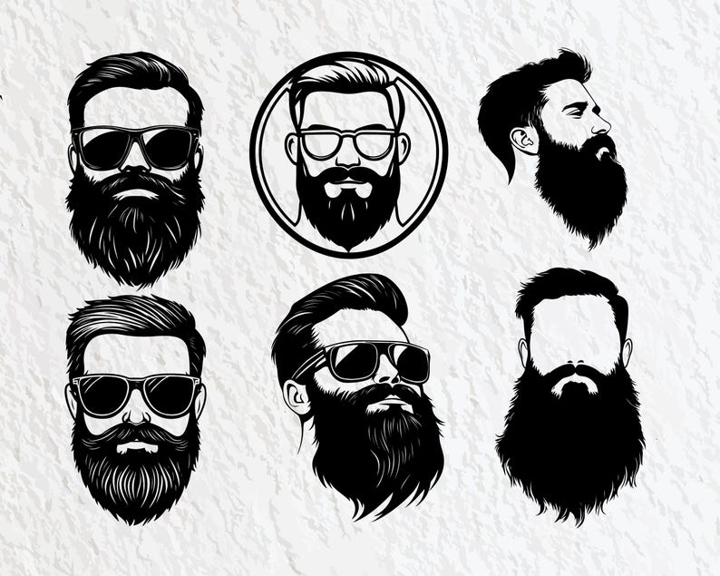 Beard Silhouette Bundle: SVG, PNG, Cricut Cut Files (digital Download ...