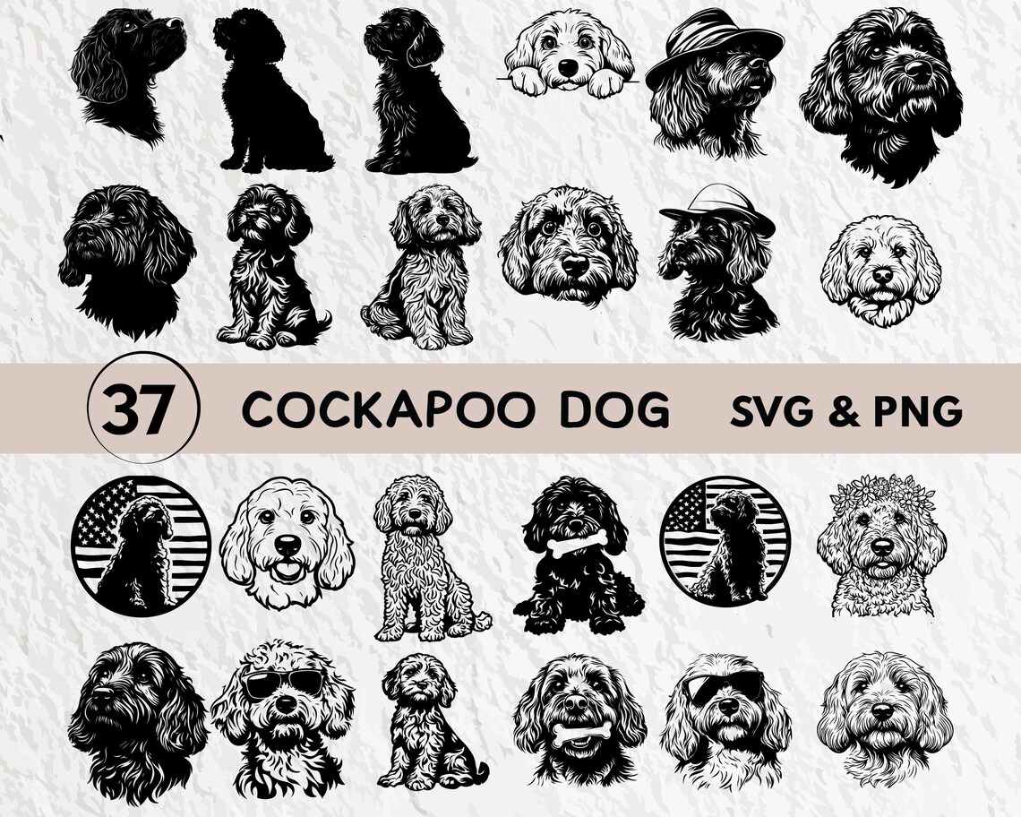 Cockapoo Dog Svg Bundle, Cockapoo Dog Silhouette, Cockapoo Dog Clipart ...