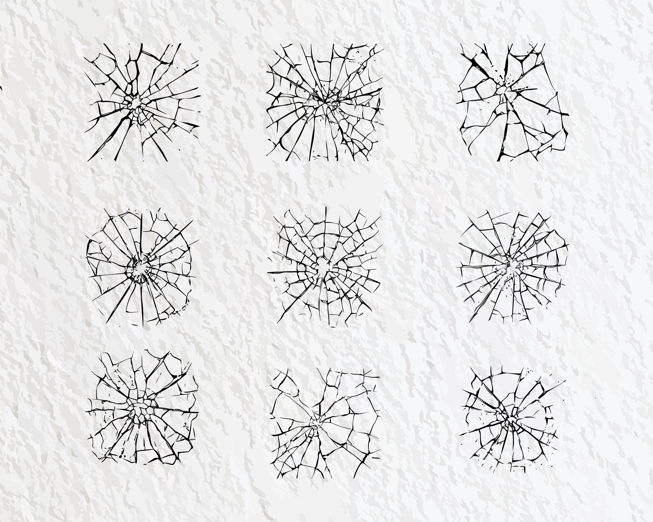 Shattered Glass Silhouette Bundle, Shattered Glass Vector, Shattered ...