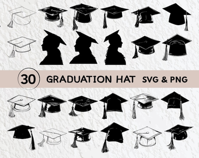 Graduation Hat SVG, Graduate Cap Silhouette, College Clipart, Academic ...