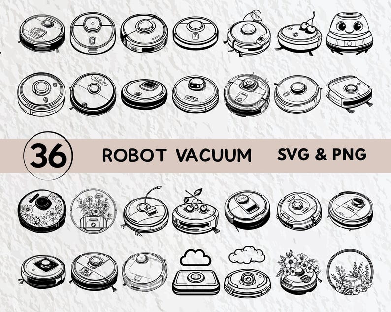Robot Vacuum Svg Bundle, Vacuum Cleaner Silhouette, Robot Vacuum ...