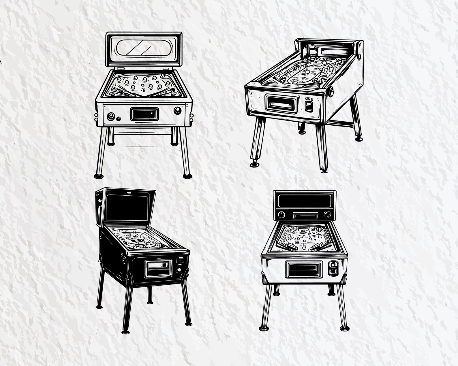 Pinball Machine SVG Bundle: Silhouette Clipart, Logo Icon (digital ...