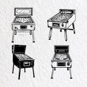 Pinball Machine SVG Bundle: Silhouette Clipart, Logo Icon (digital ...