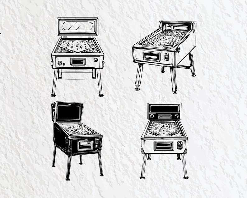 Pinball Machine SVG Bundle: Silhouette Clipart, Logo Icon (digital ...