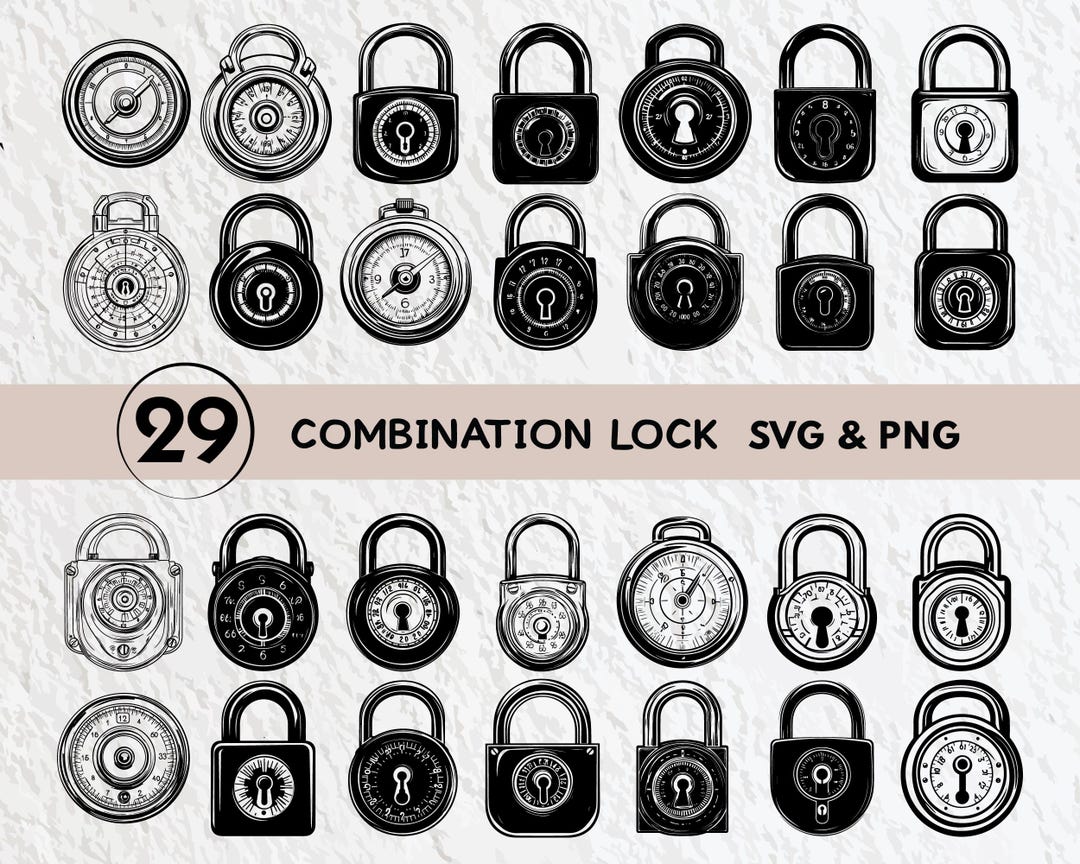 Combination Lock Svg Bundle, Combination Lock Silhouette, Combination ...