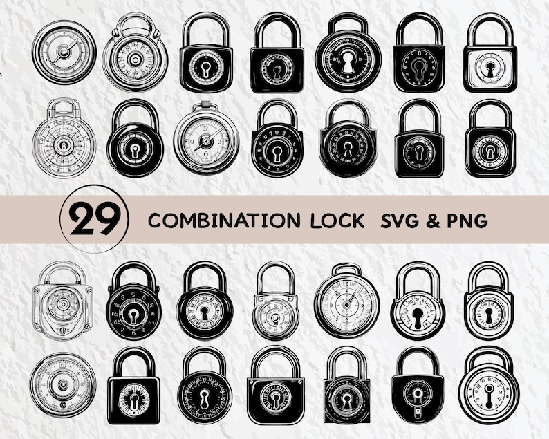 Combination Lock Svg Bundle, Combination Lock Silhouette, Combination ...