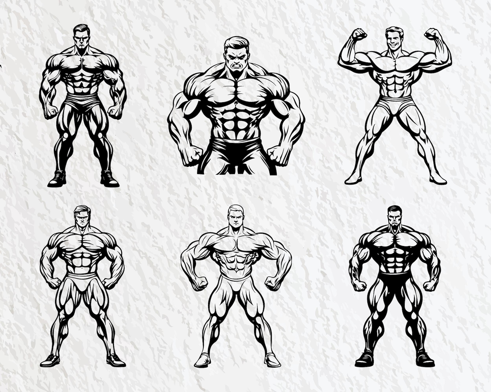 Muscle Man SVG Bundle: Silhouette Clipart, Vector Cut Files - Etsy