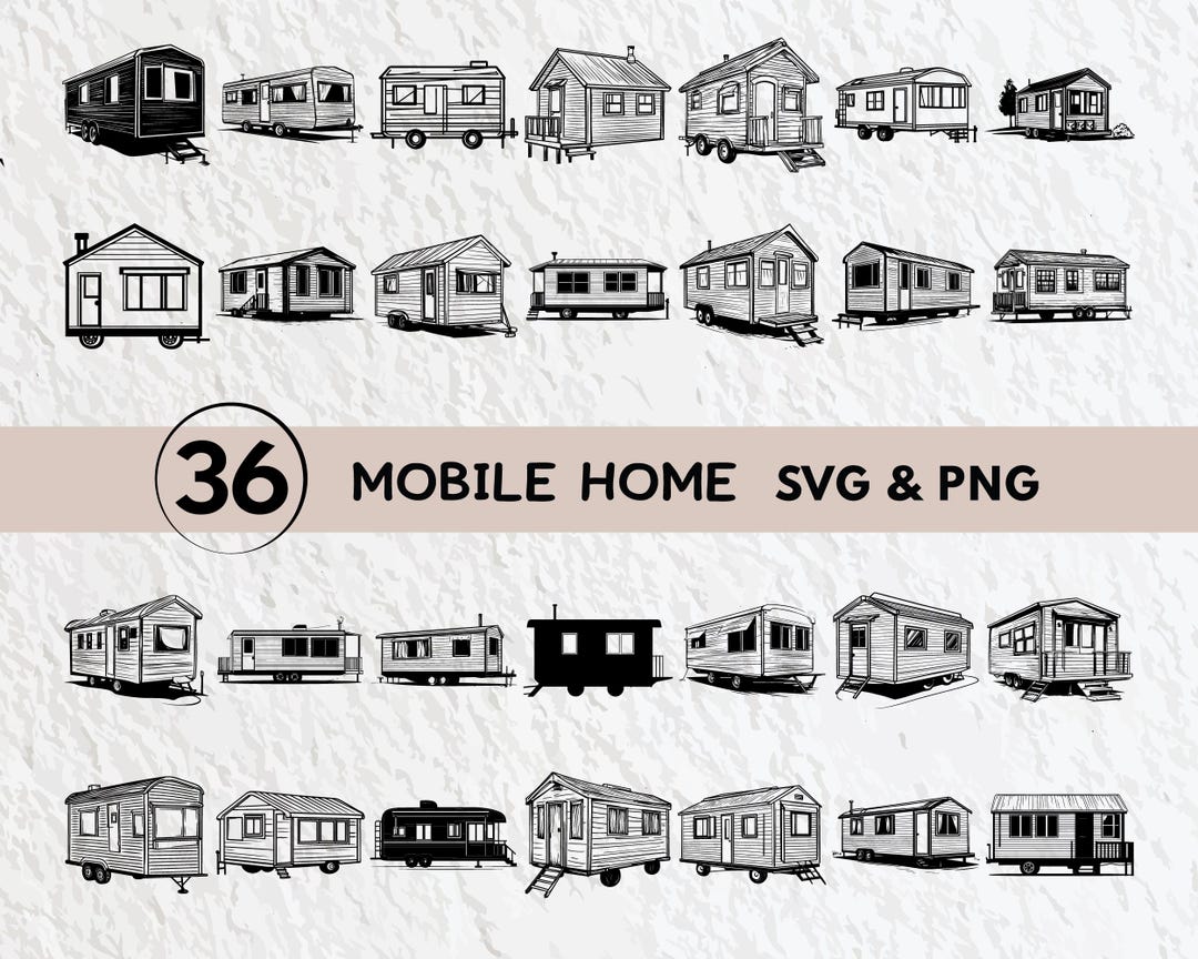 Mobile Home Svg Bundle, Mobile Home Silhouette, Mobile Home Clipart Png ...