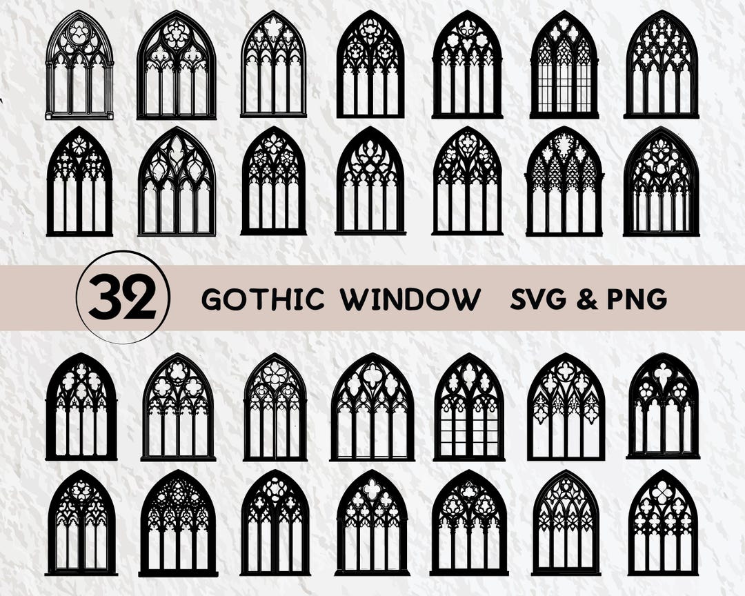 Gothic Window Svg Bundle, Gothic Window Silhouette, Gothic Window ...