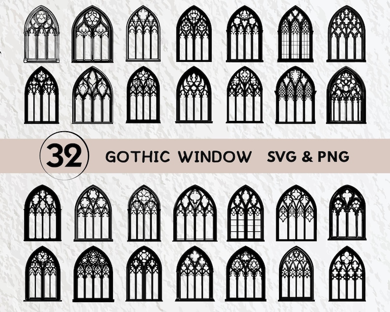 Gothic Window Svg Bundle, Gothic Window Silhouette, Gothic Window ...