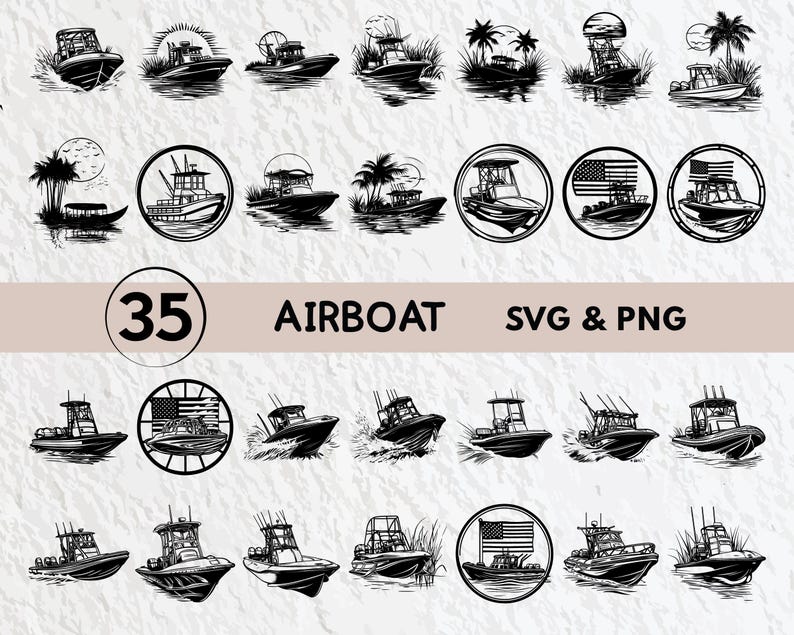 Airboat SVG Bundle: Silhouette, Clipart, Cricut Decal Files - Etsy