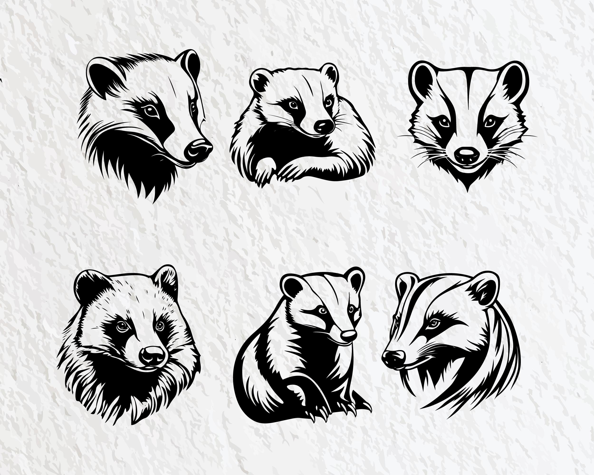 Badger SVG Bundle: Silhouette Clipart, Vector Decal (PNG, SVG) - Etsy