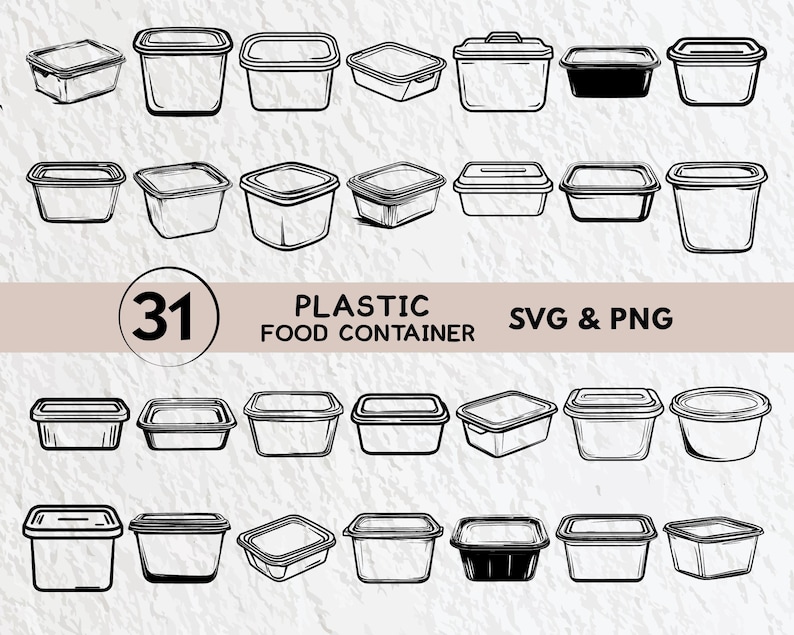 Plastic Food Container Svg Bundle, Plastic Food Container Silhouette ...