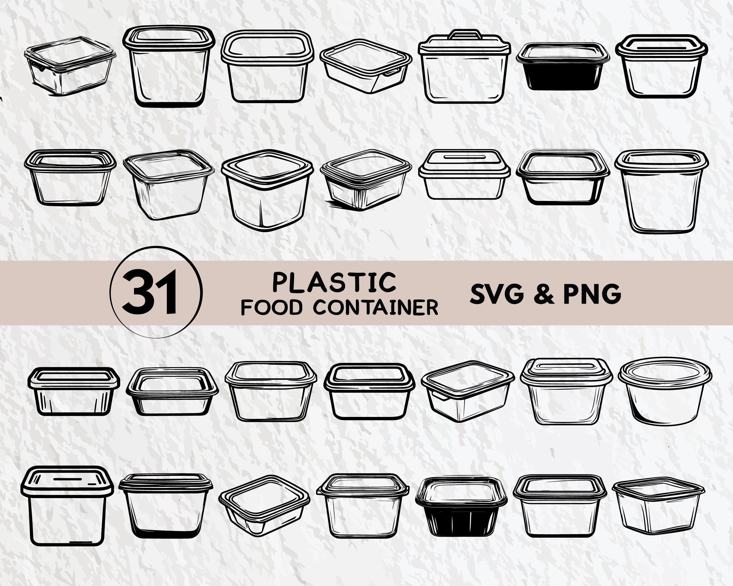 Plastic Food Container SVG Bundle: Clipart, Silhouette, Logo (PNG, SVG ...