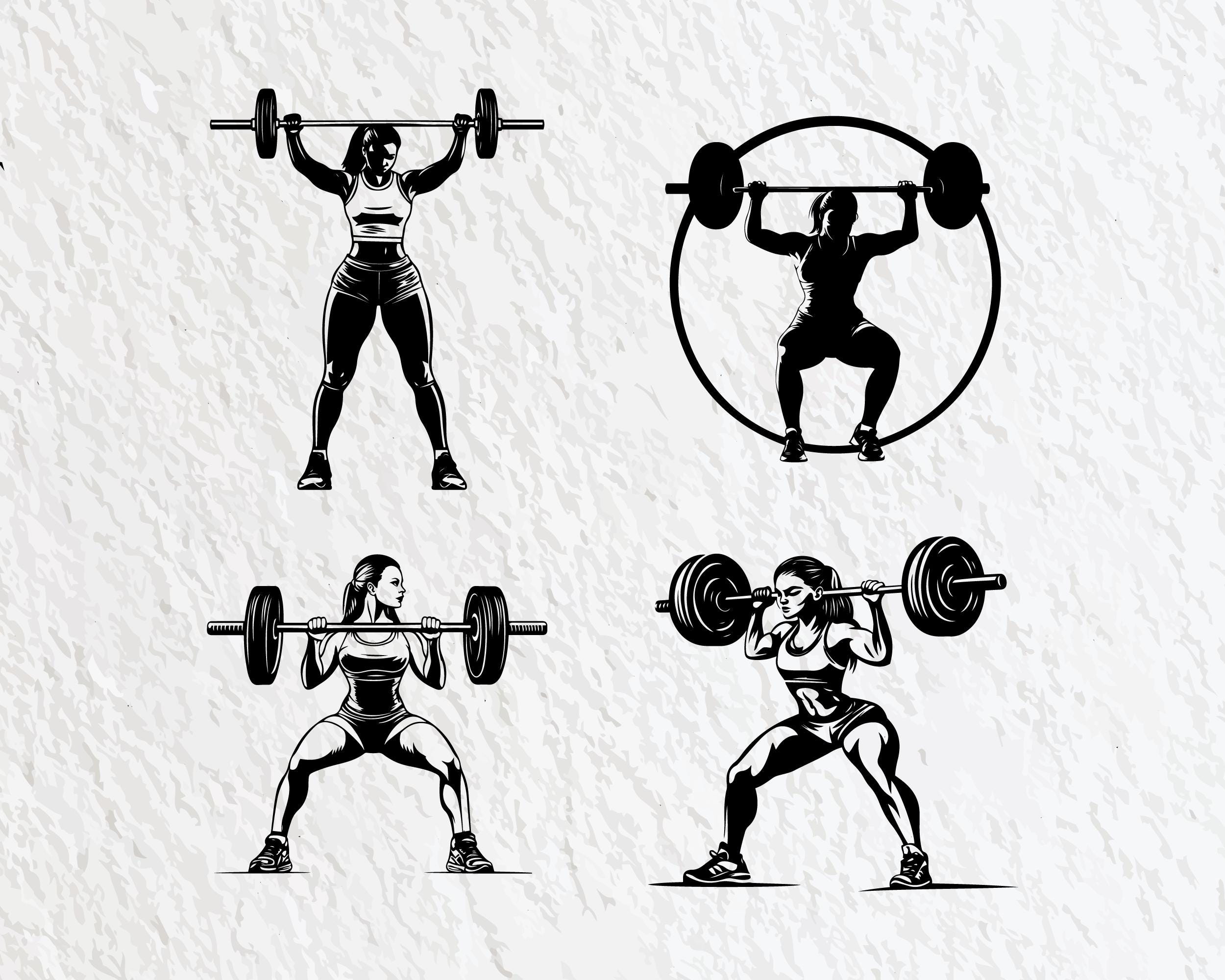 Female Weightlifting SVG Bundle: Silhouette Clipart, Vector Logo (PNG ...