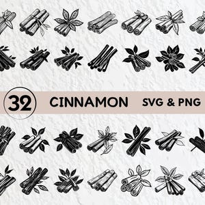 Cinnamon Sticks SVG Bundle: Logo Icon, Clipart, Outline (digital ...