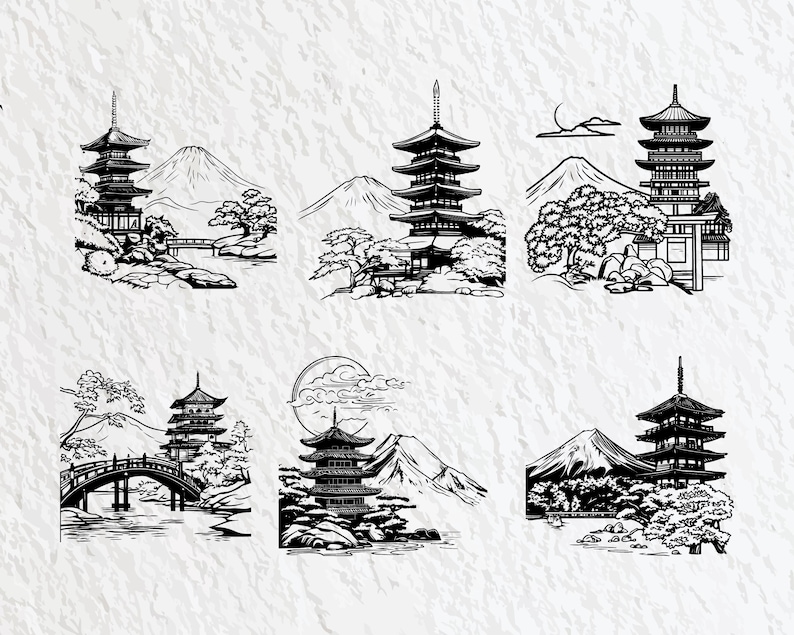 Japan Scene SVG Bundle: Silhouette Clipart, Vector Cut Files - Etsy