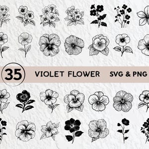 Violet Flower SVG Bundle: Floral Clipart, Vector Logo (PNG, SVG) - Etsy