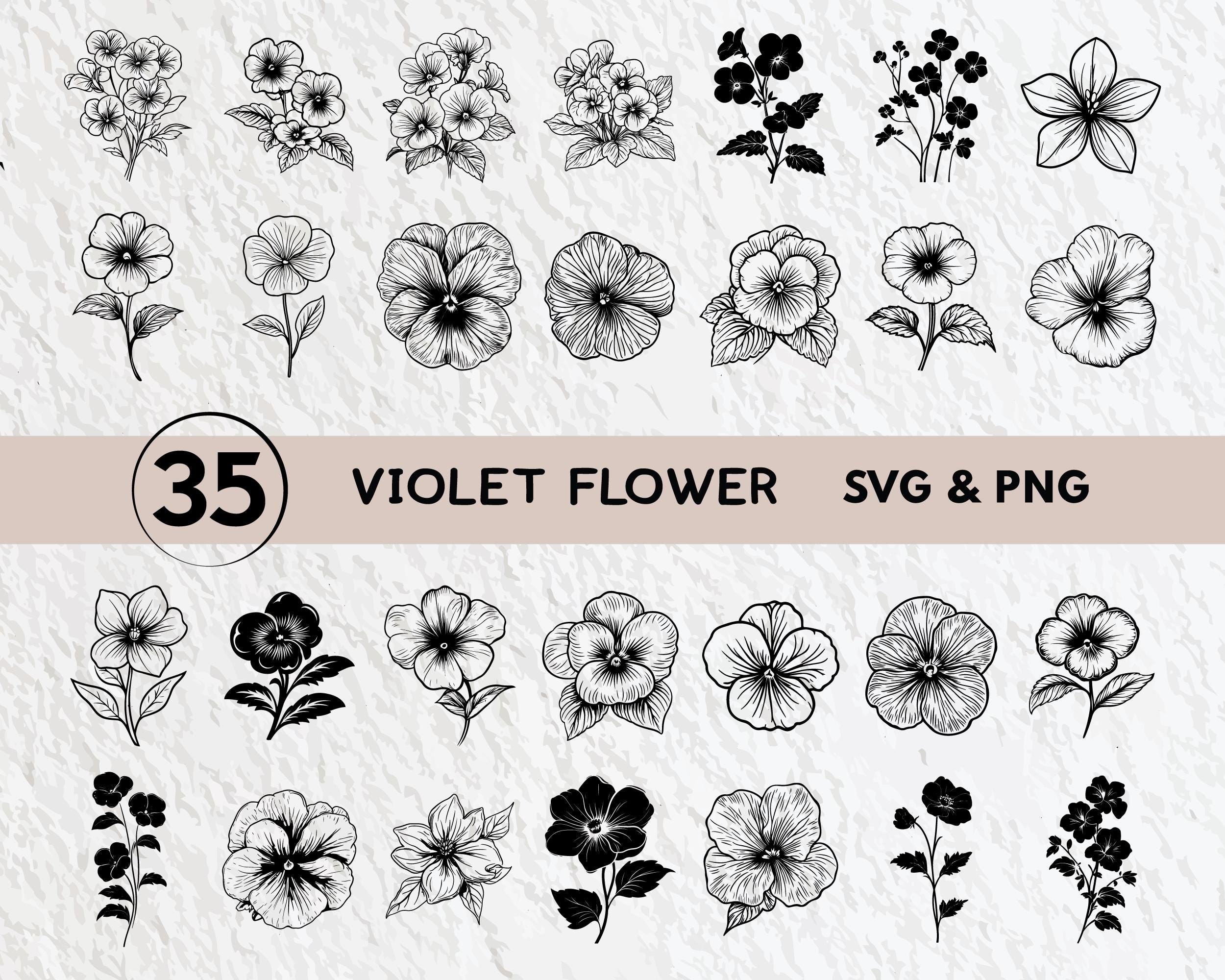 Violet Flower SVG Bundle: Floral Clipart, Vector Logo (PNG, SVG) - Etsy