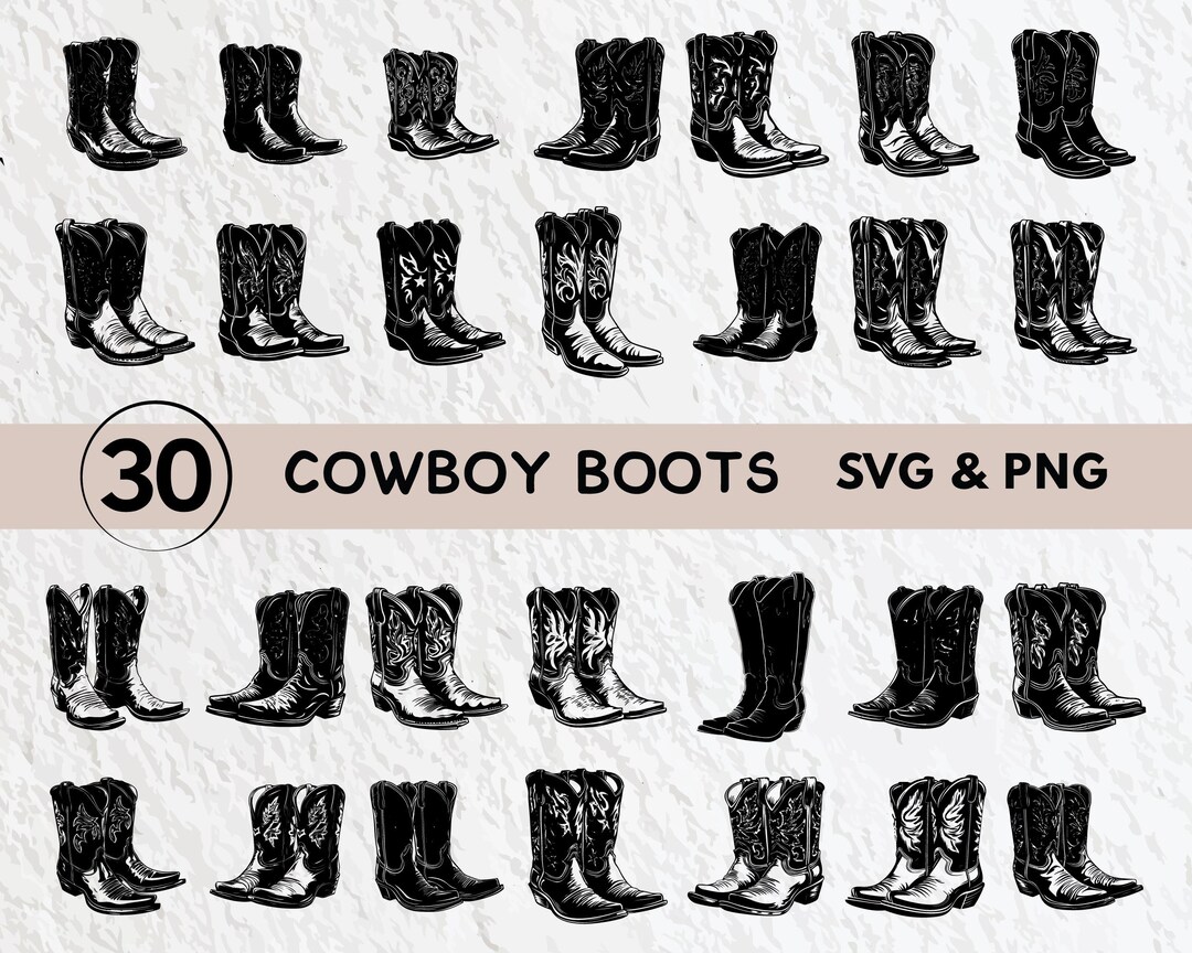Cowboy Boots Svg Bundle, Cowboy Boots Silhouette, Cowboy Boots Clipart ...