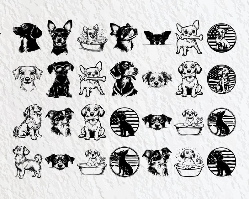 Chiweenie Dog SVG Bundle: Silhouette, Clipart, Outline (PNG, Cricut) - Etsy