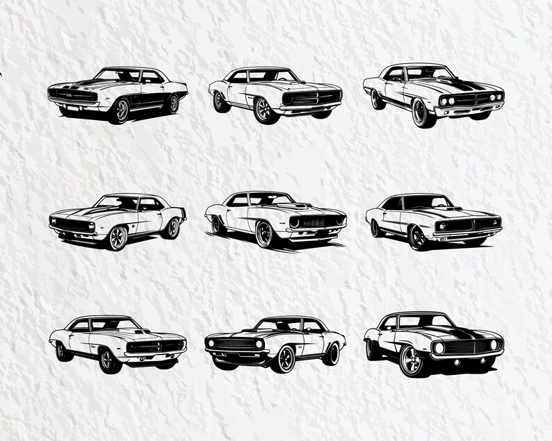 Muscle Car SVG Bundle: Silhouette Clipart, Logo Icon (PNG, Vector) - Etsy