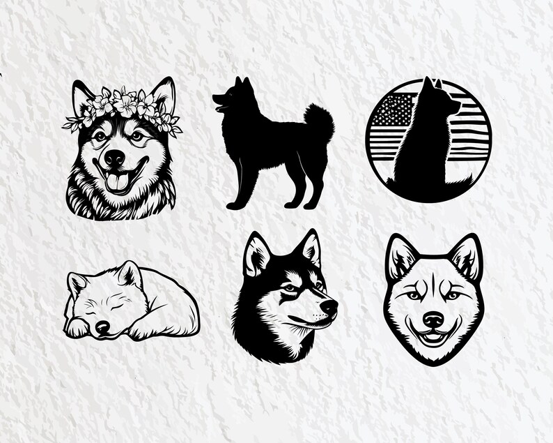 Akita Dog Silhouette Bundle Png, Akita Svg Bundle Cut Files, Akita Dog ...