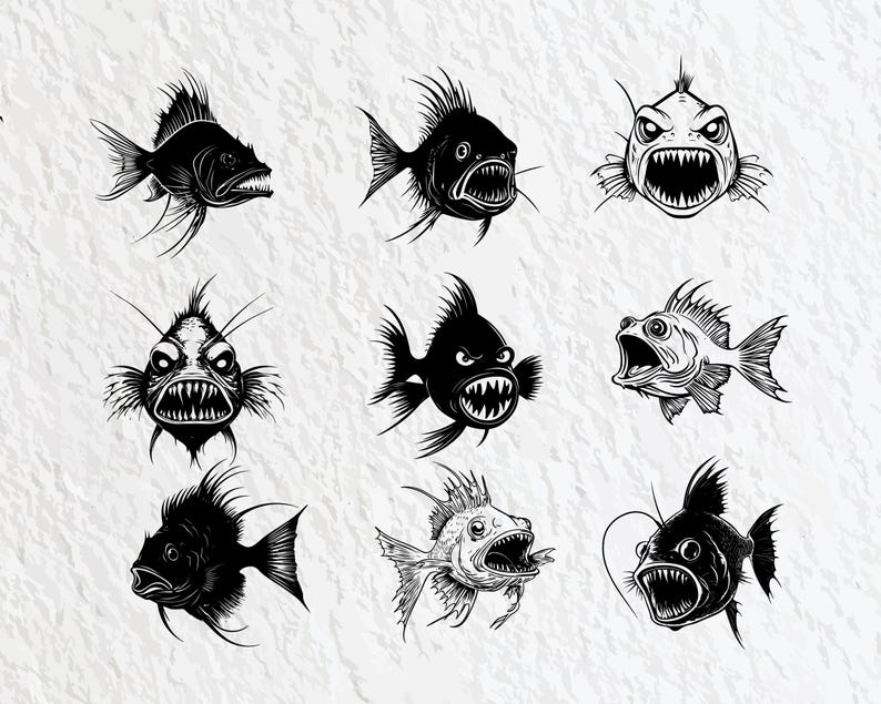 Angler Fish Svg Bundle, Angler Fish Silhouette, Angler Fish Clipart Png ...