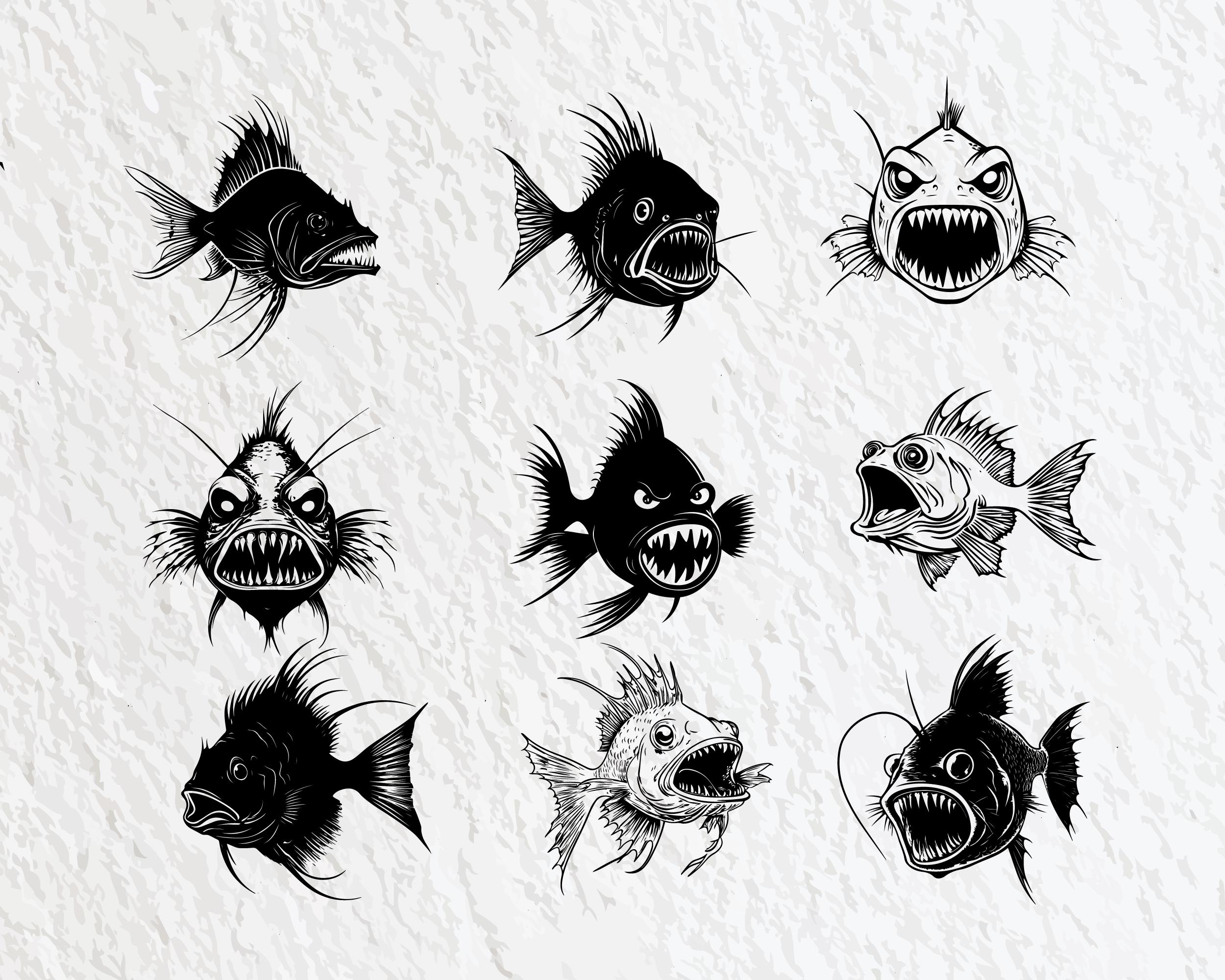 Angler Fish Svg Bundle, Angler Fish Silhouette, Angler Fish Clipart Png ...