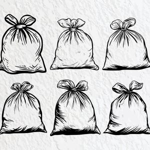 Sack Svg Bundle, Sack Silhouette, Sack Clipart Png, Sack Outline, Sack ...