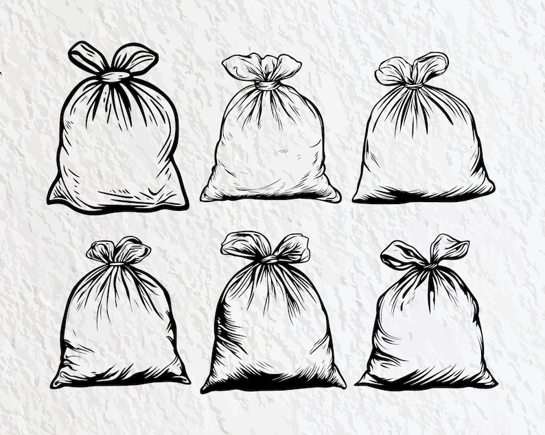 Sack Svg Bundle, Sack Silhouette, Sack Clipart Png, Sack Outline, Sack ...